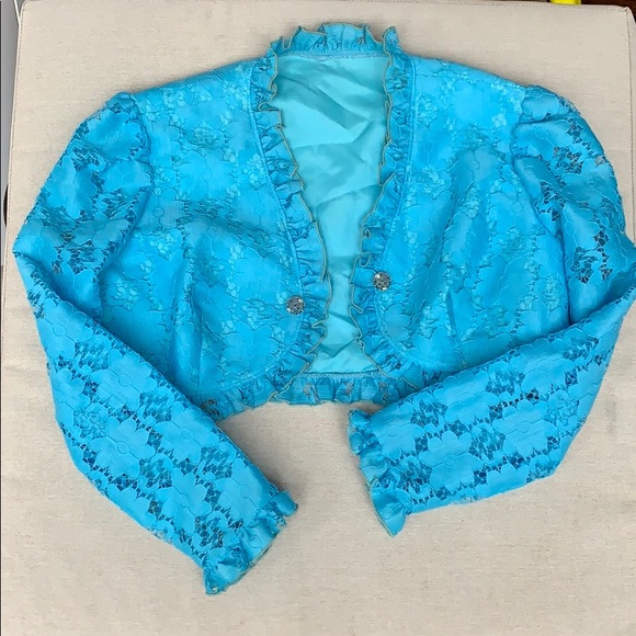 Vintage | Jackets & Coats | Vintage Lace Short Blue Jacket | Poshmark